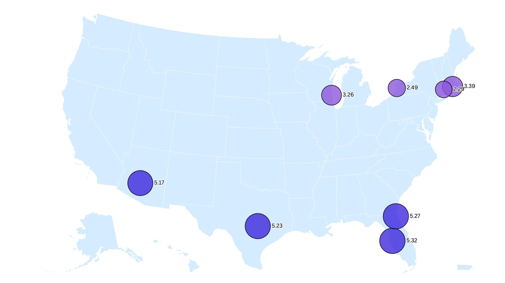 Map shows where buyers have the most and least power right now