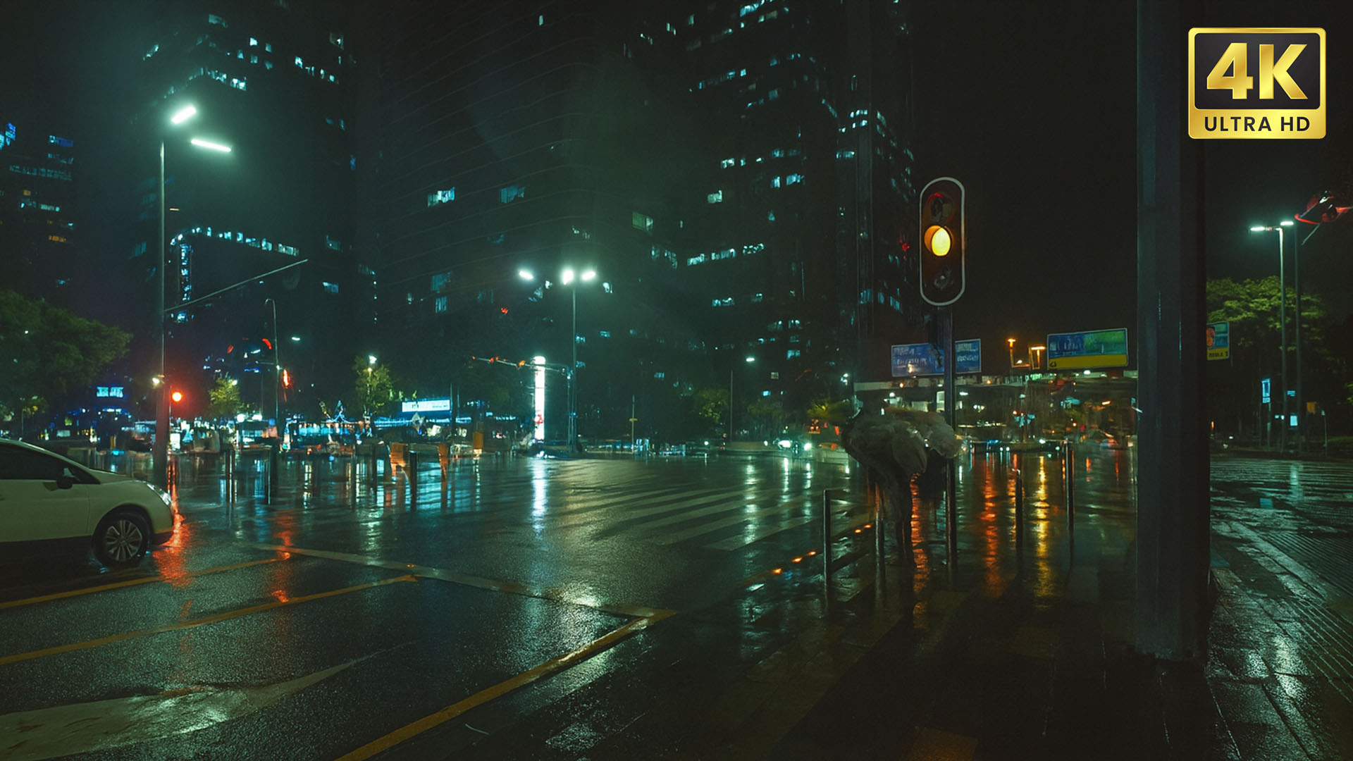 Nocny spacer po deszczowych ulicach centrum Shenzhen w 4K