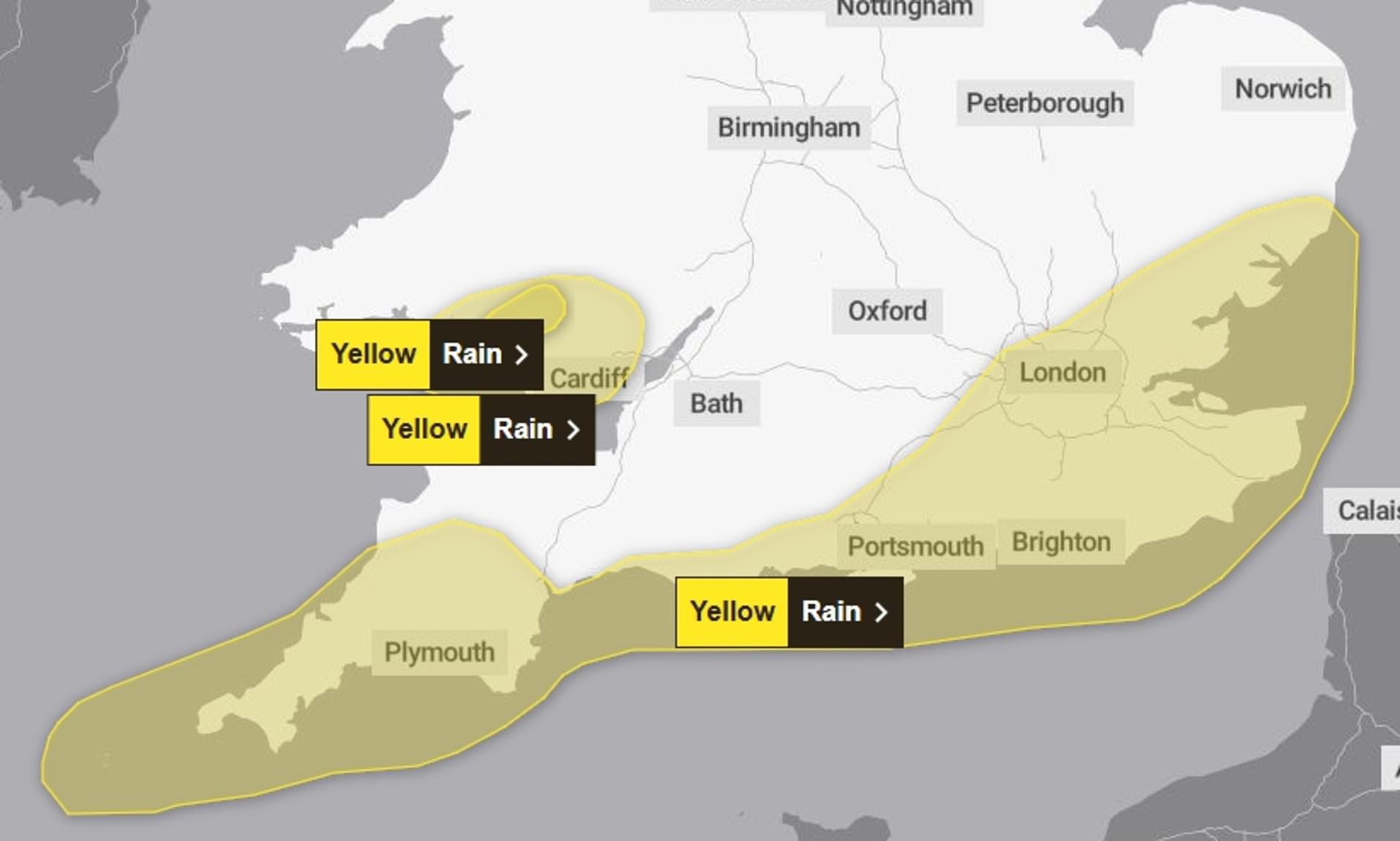 Yellow weather warning issued as three inches of rain set to drench ...