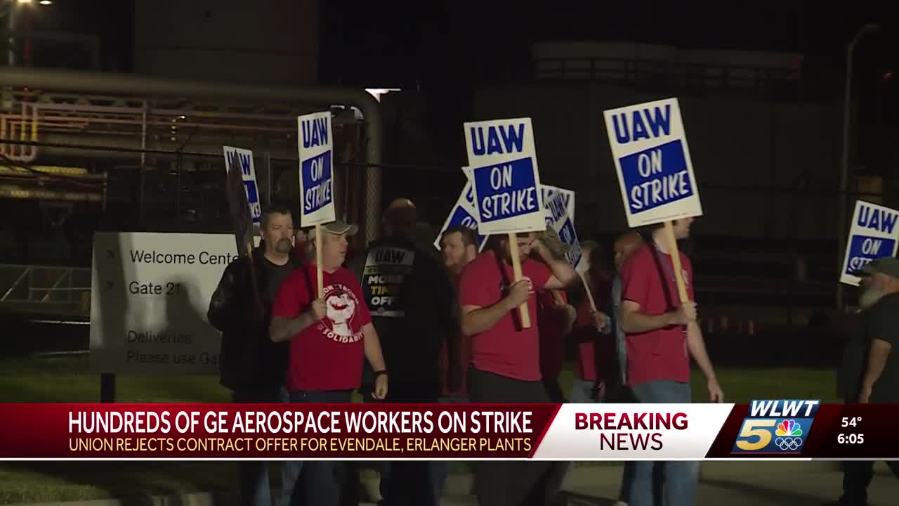 UAW workers at GE Aerospace in Evendale and Erlanger begin strike