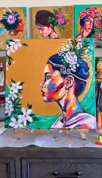 Bold Color Style Acrylic Portrait — Empowering Women Through Art
