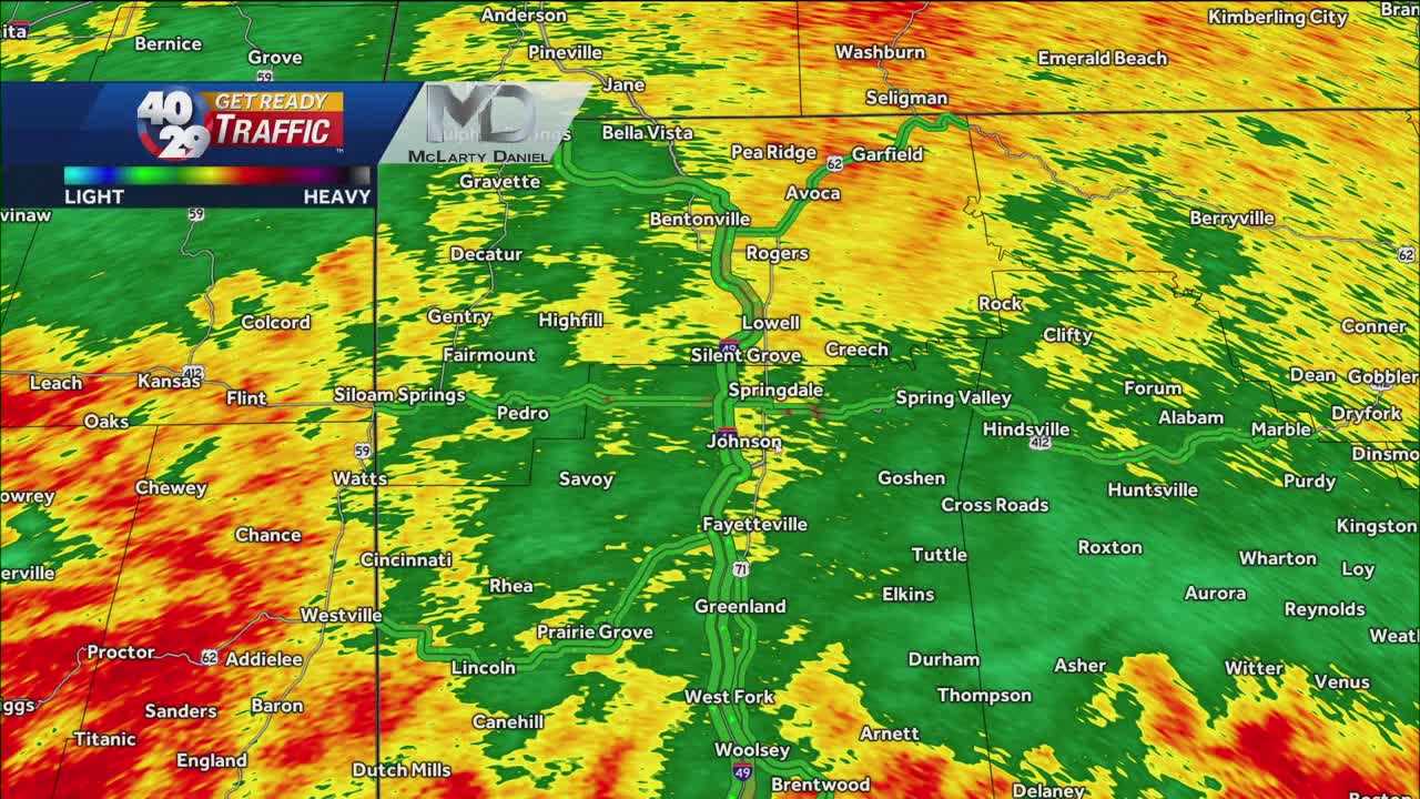 Flooding in Northwest Arkansas, rain hitting River Valley now