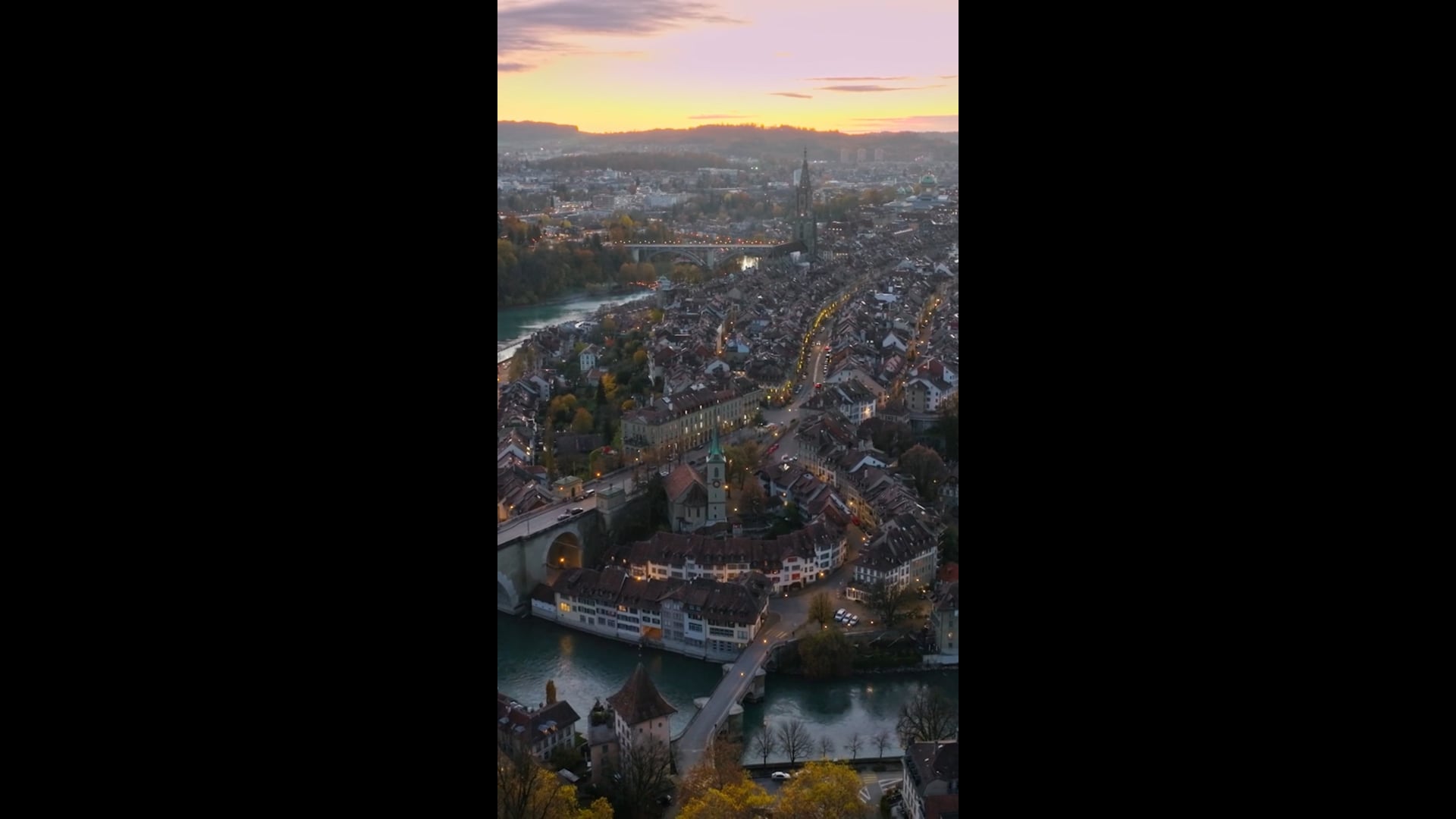 A Drone's Eye View of Bern, the UNESCO Heritage City.