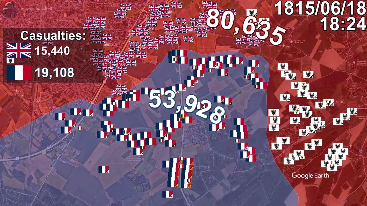 Battle of Waterloo - Recreated with Google Earth