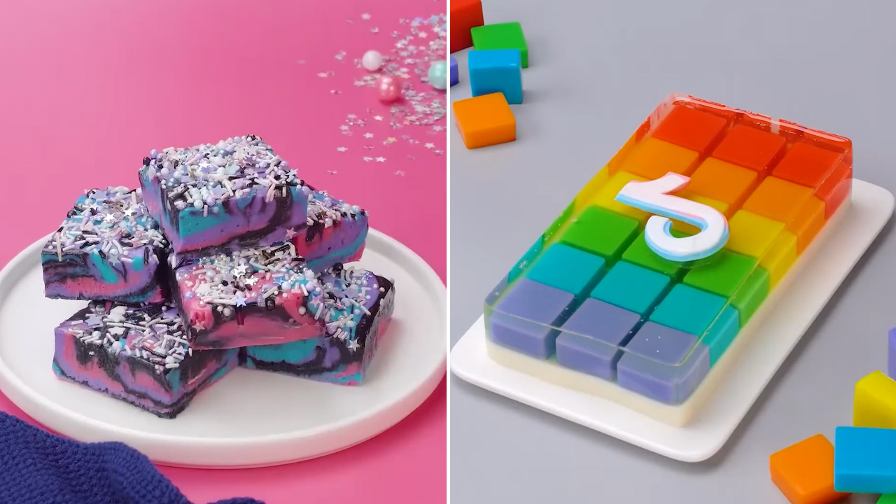 Galaxy Brownies & Rainbow Jelly Cake