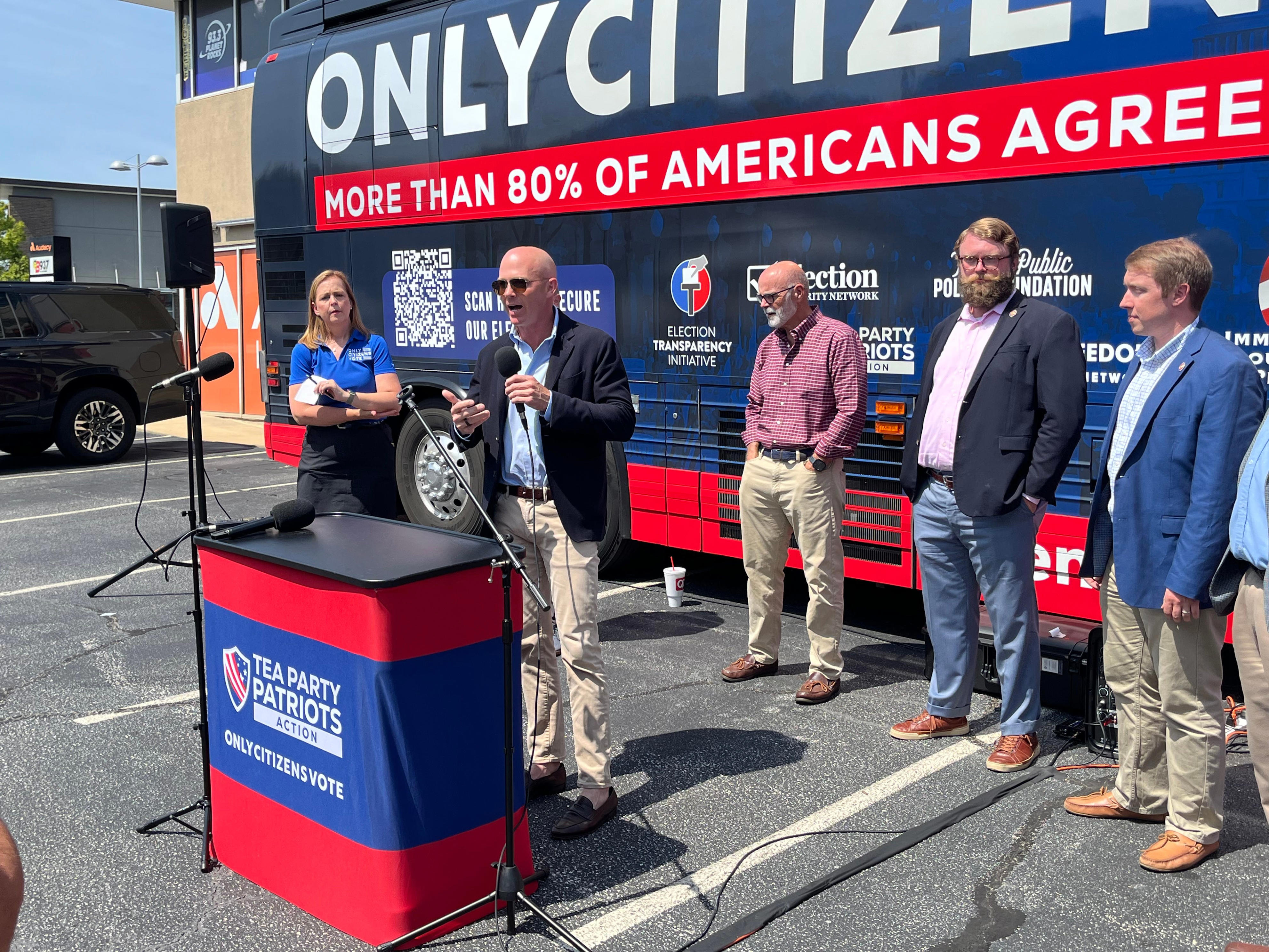 State leaders speak at Only Citizens Vote bus tour stop