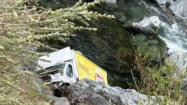 Frito-Lay truck crash-lands at Smith River, driver escapes with minor ...
