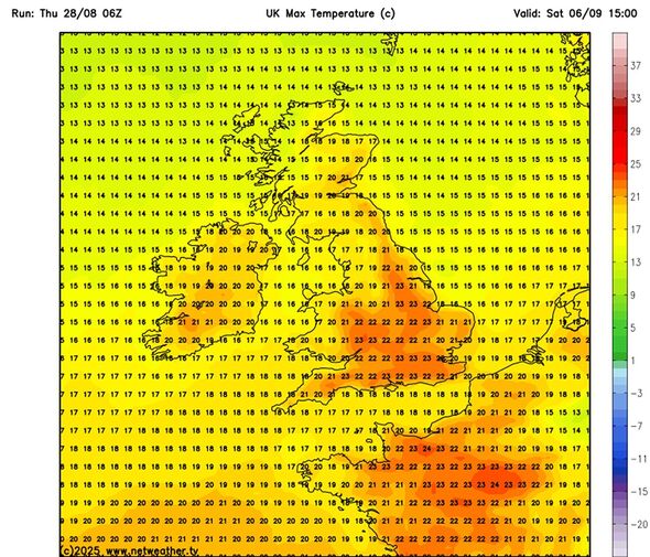 UK weather maps show the 10 cities facing hot blast as 24C Indian ...
