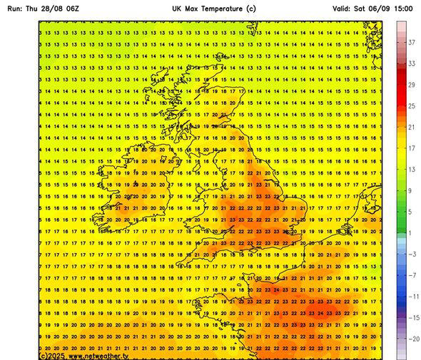 UK weather maps show the 10 cities facing hot blast as 24C Indian ...
