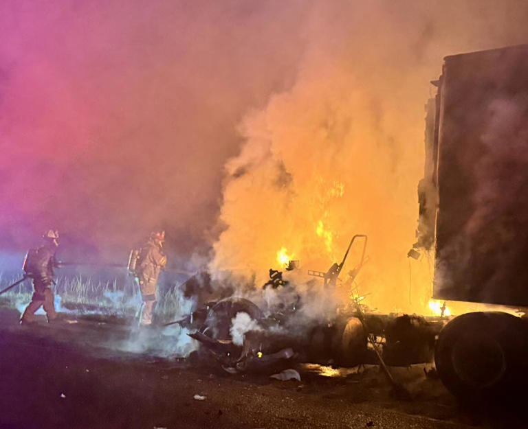 Fiery 18-wheeler crash shuts down I-10 West bound lanes near ...