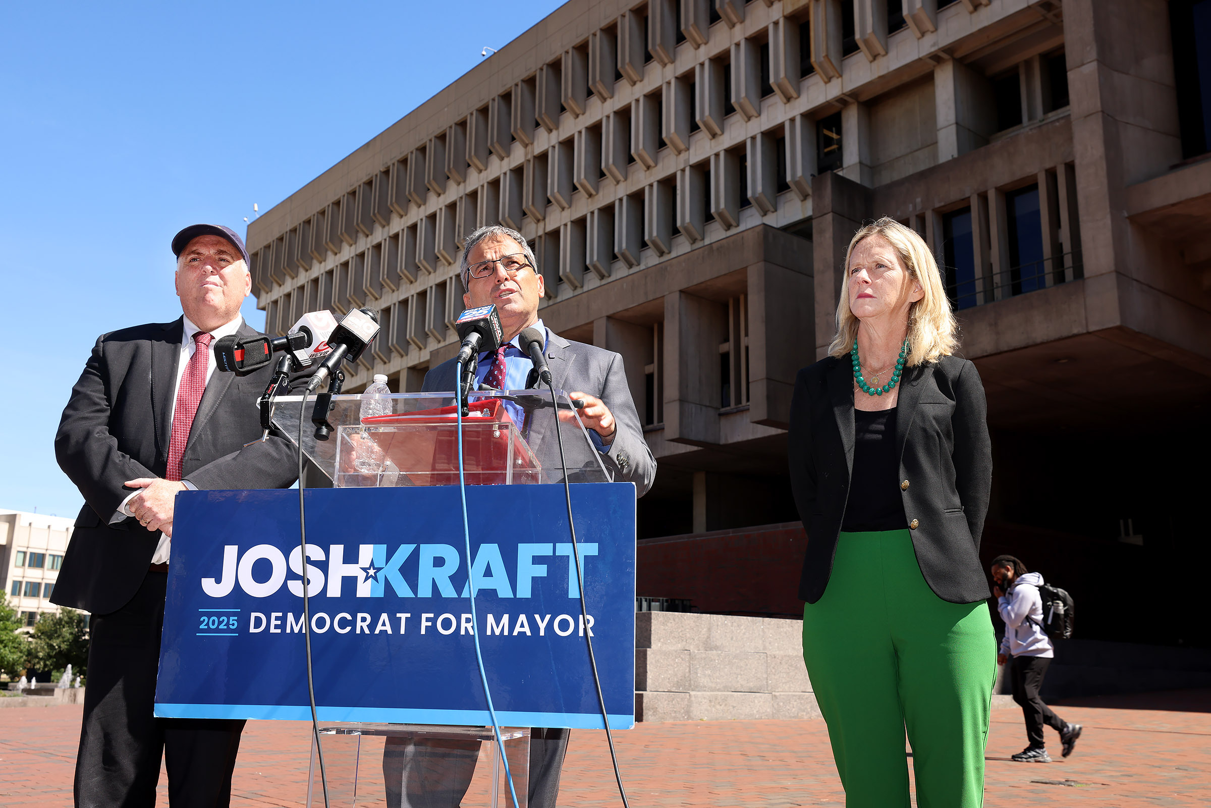 Josh Kraft, flanked by two Boston city councilors, blasts Mayor Wu for ...