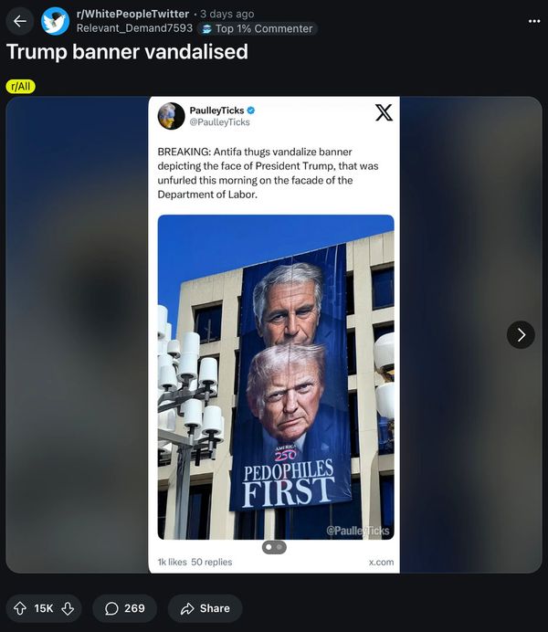 Antifa activists didn't vandalize Trump banner on Department of Labor ...