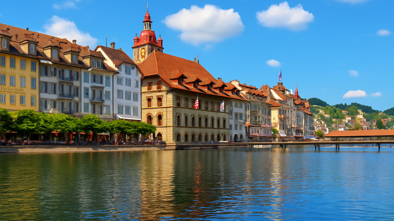 Lucerne, Switzerland Walking Tour – Lake and Old Town 4K