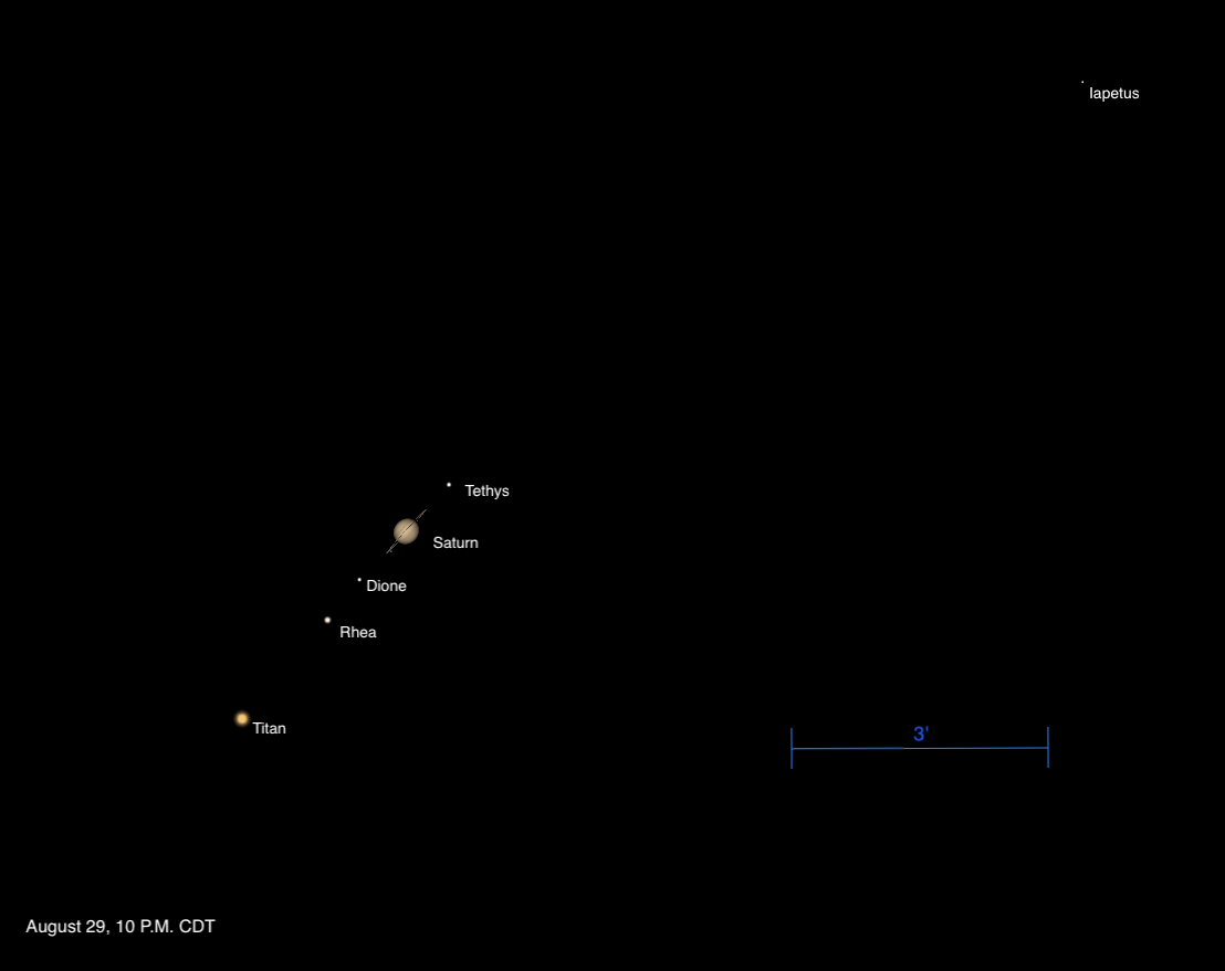 The Sky Today on Friday, August 29: Saturn's moons line up