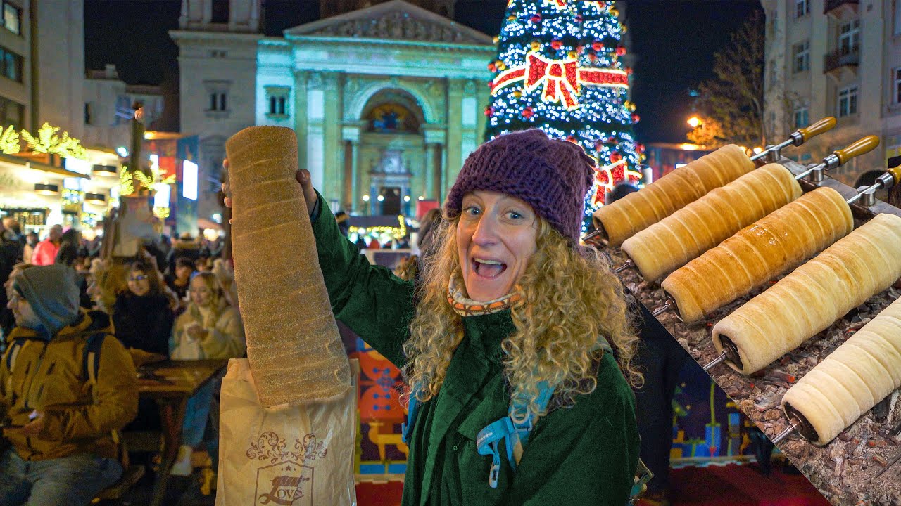 CHRISTMAS Street Food in Budapest, Hungary - LÁNGOS & BEEF GOULASH ...