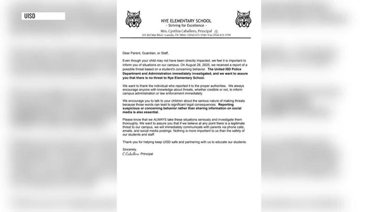 UISD confirms no threat made to Nye Elementary in letter sent to parents