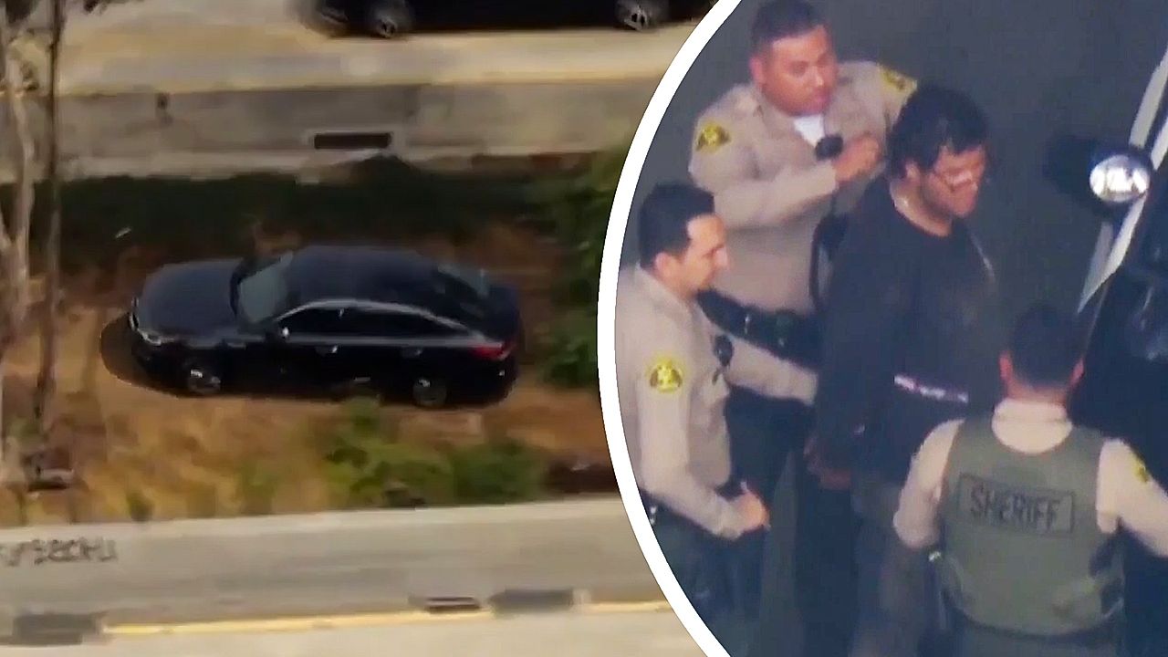 Crazy car chase in LA ends after suspect goes off-road
