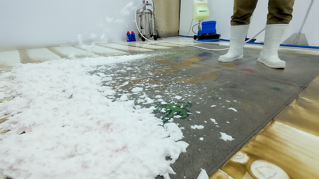 Rug Cleaning with Water and Foam