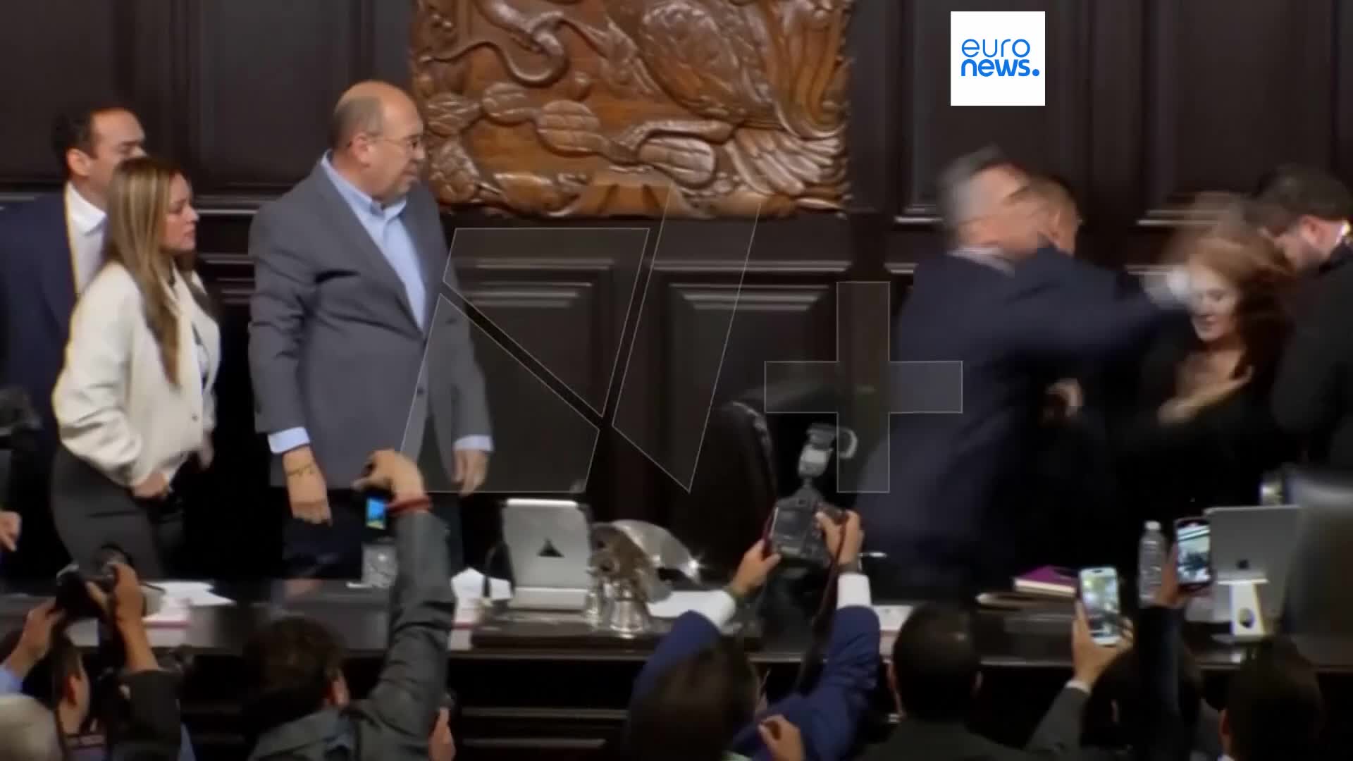 WATCH: Fight erupts in Mexico's senate as politicians shove each other