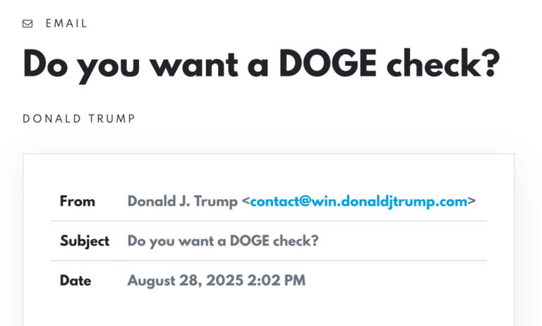 Trump Dangles DOGE Checks in Campaign Email