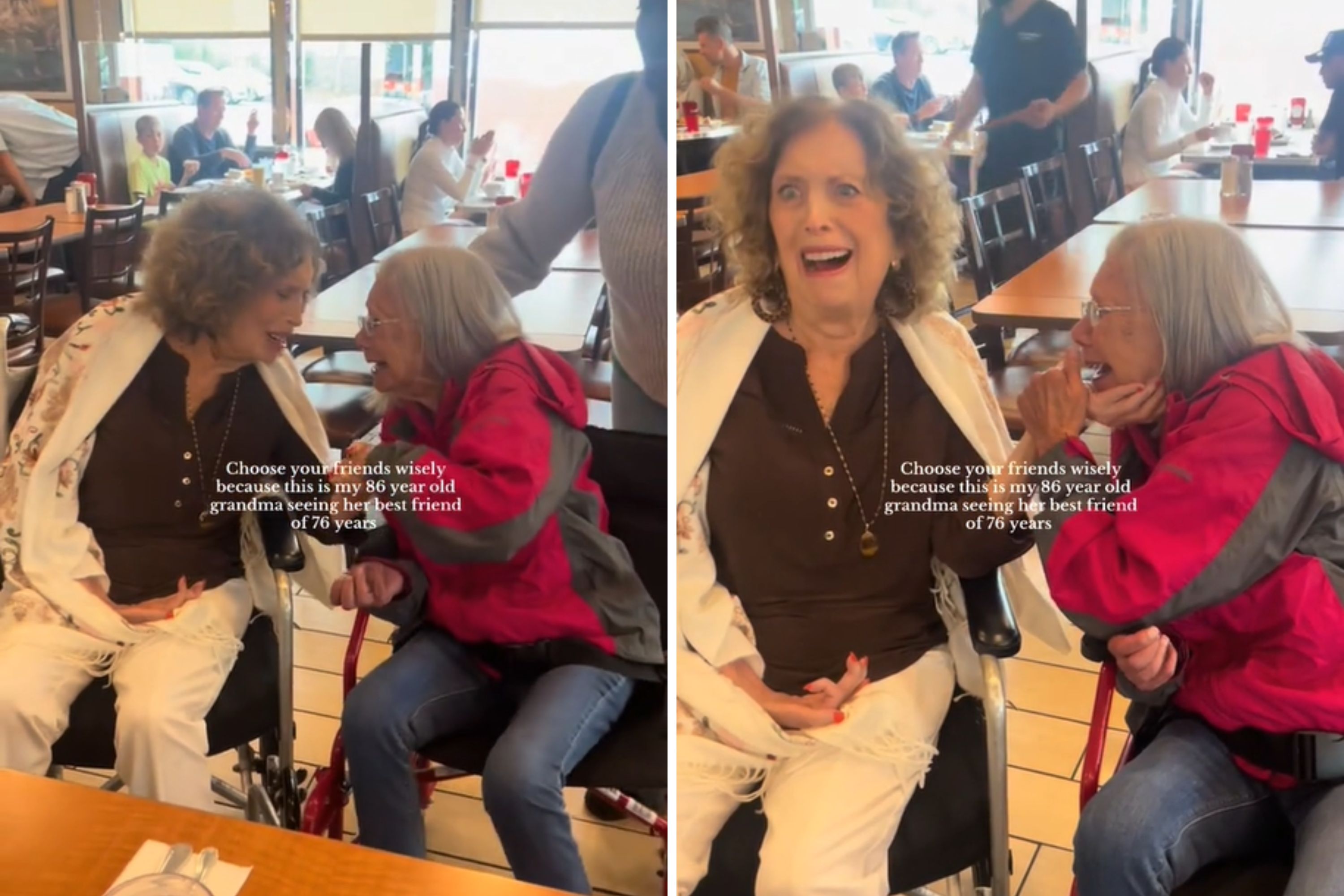 Moment grandma reunites with her best friend of 76-years captures on camera