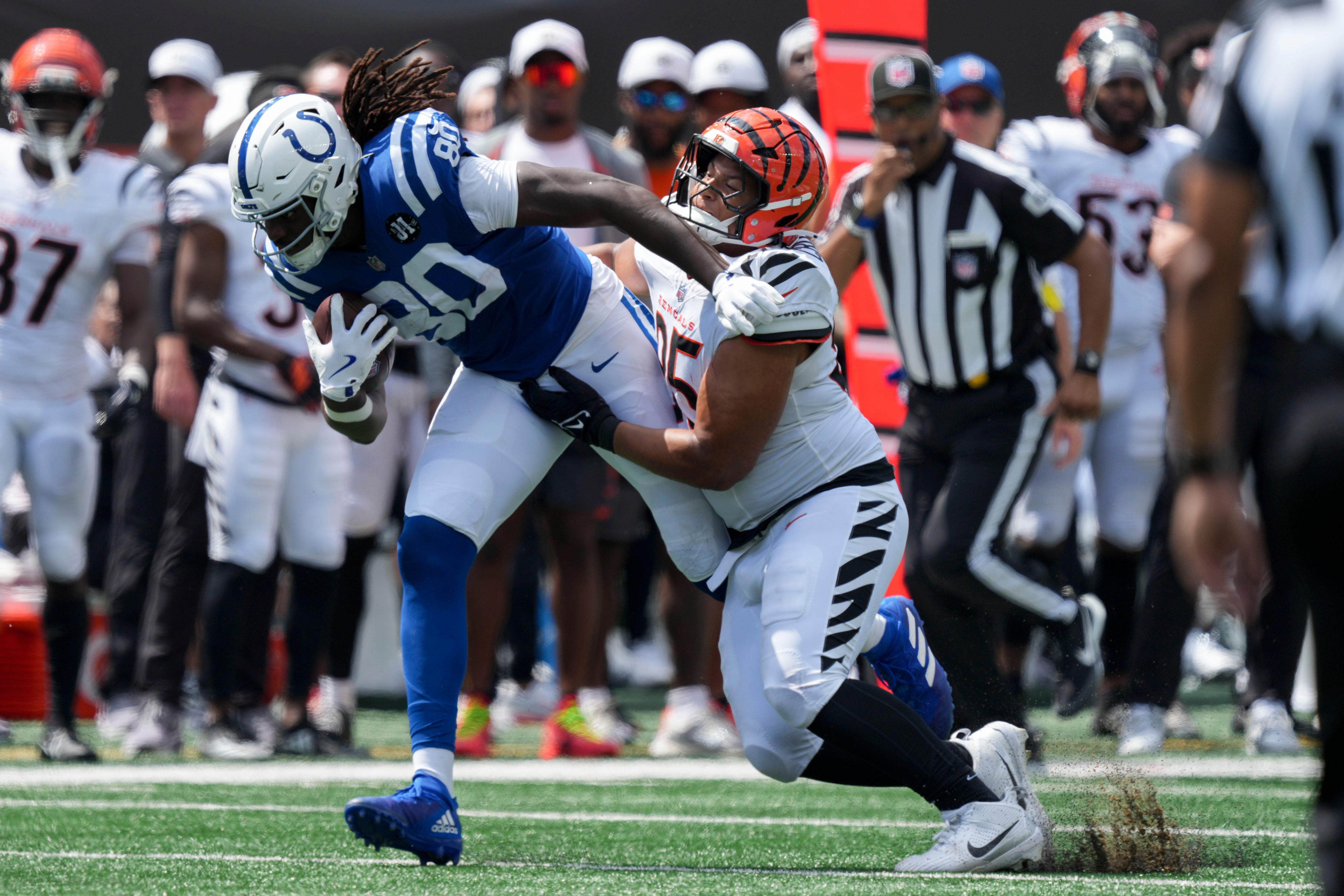 Jelani Woods takes advantage of TE Kenyon Sadiq's absence at Jets OTAs