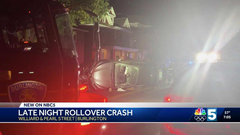 Two recovering after late-night rollover crash in Burlington