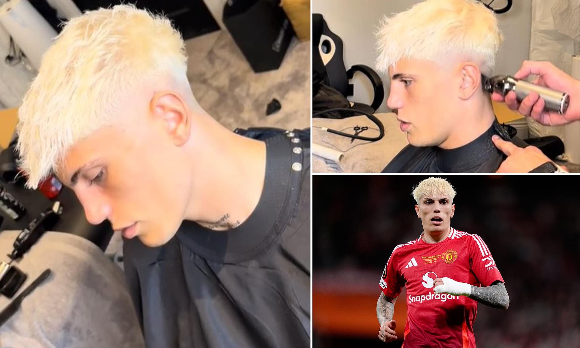 Man United star Alejandro Garnacho bleaches his hair ahead of Chelsea ...
