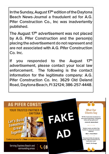 Imposter: Fraudster's hijacks name of legit contractor in fake ...