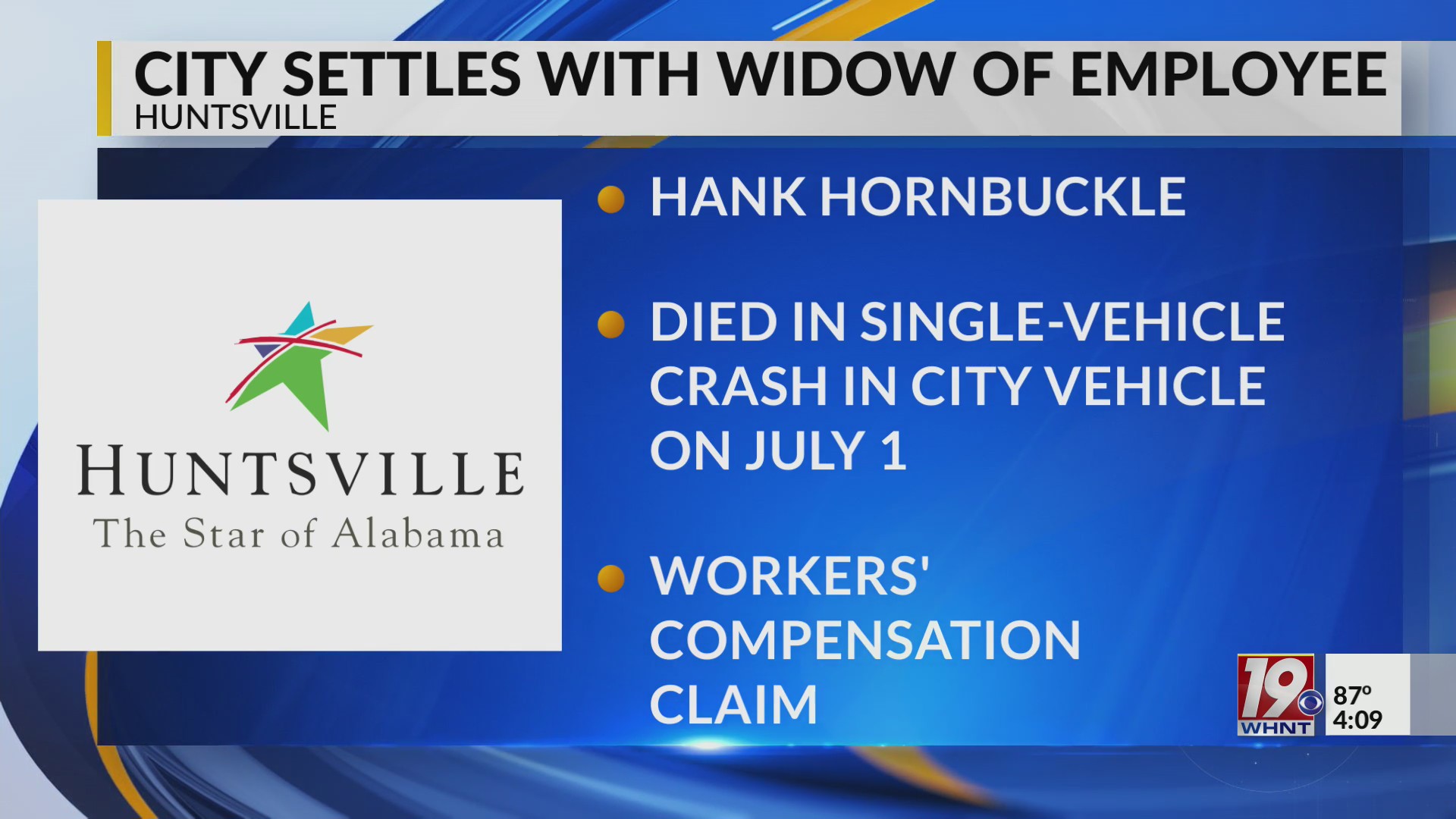 City of Huntsville to Pay Over $256K to Family of Public Works Employee ...