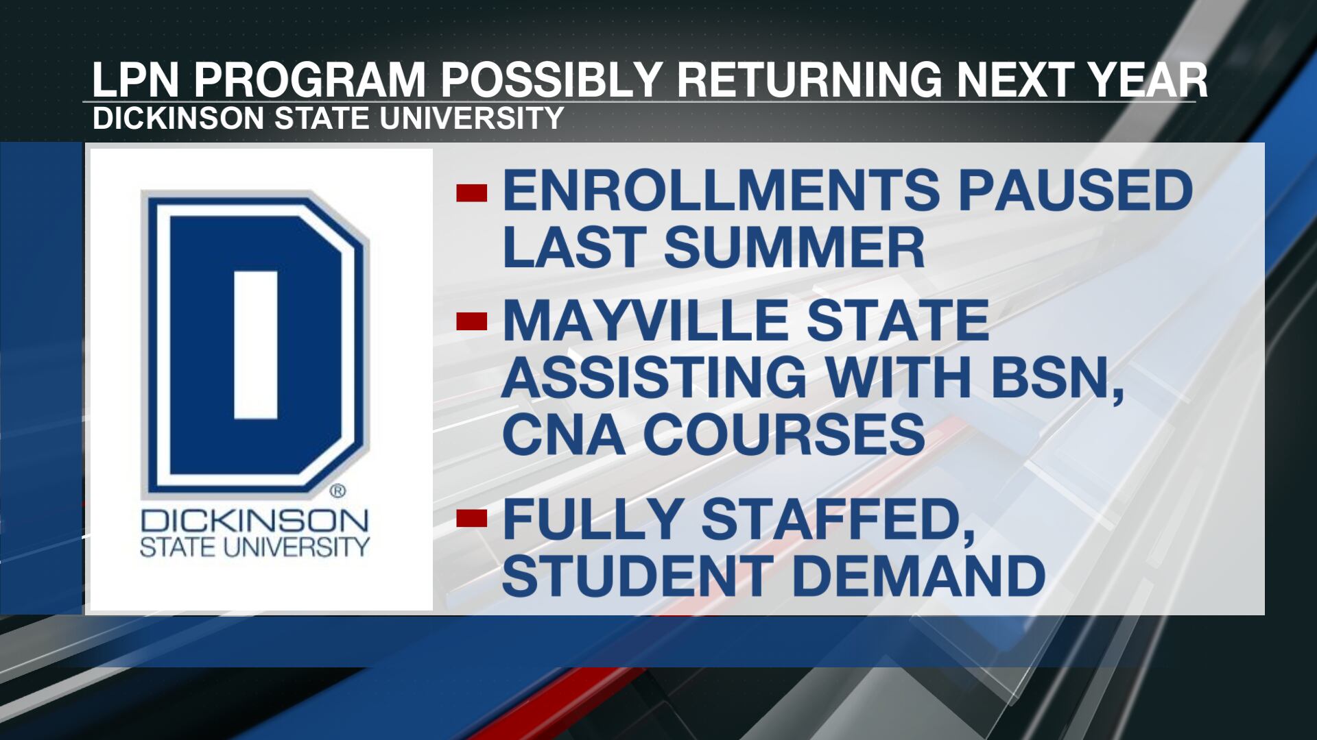 Dickinson State aims to bring back LPN program in 2026