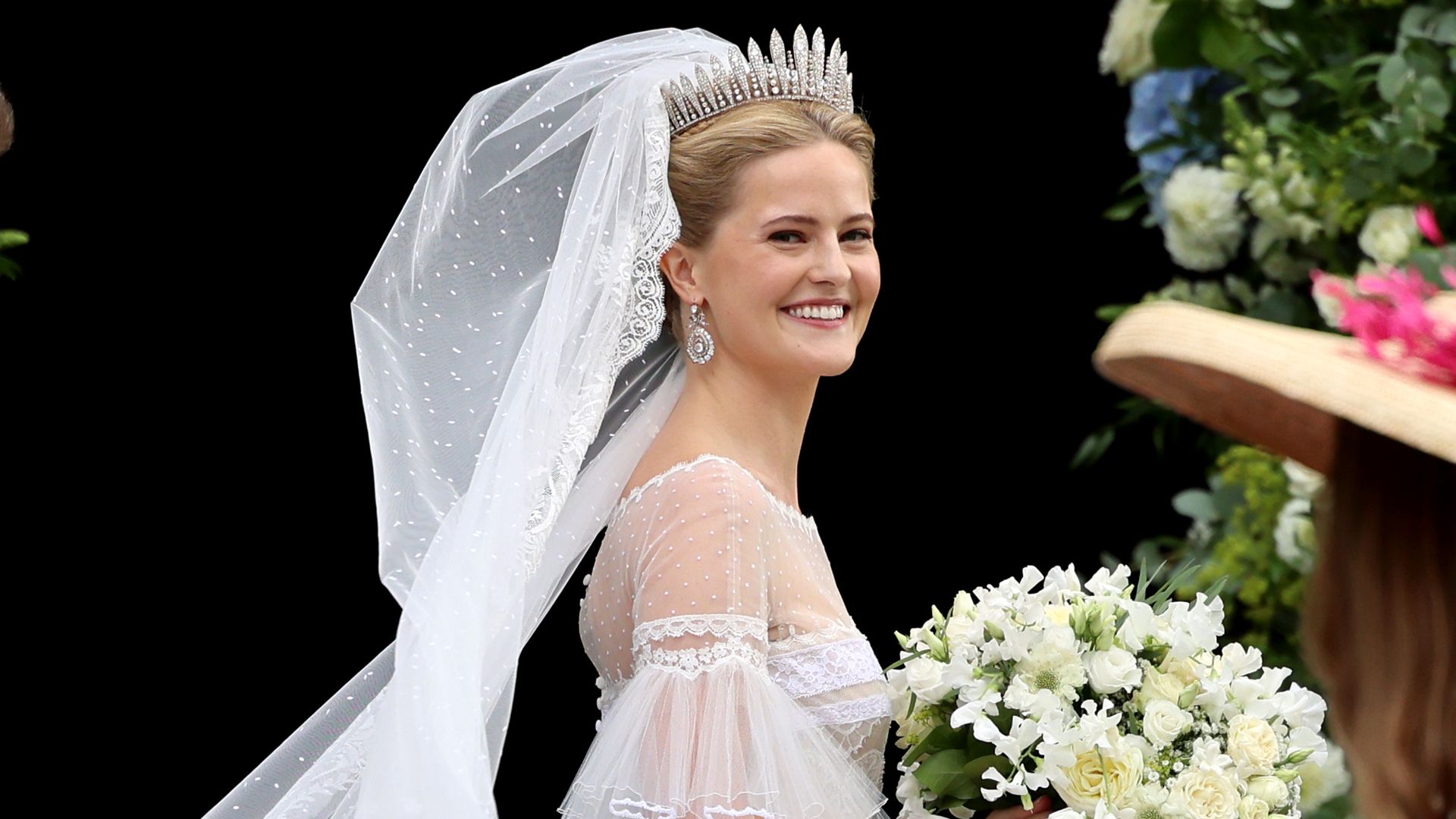 Princess Marie Caroline dazzles in showstopping crown and sheer lace ...