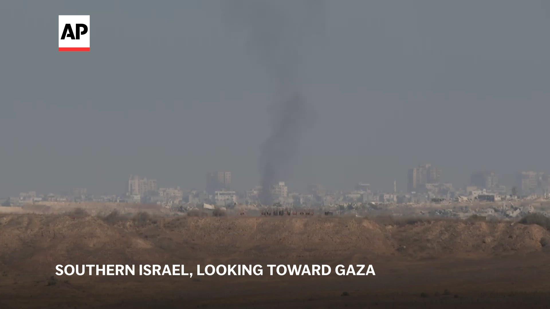 Plumes of smoke over Gaza