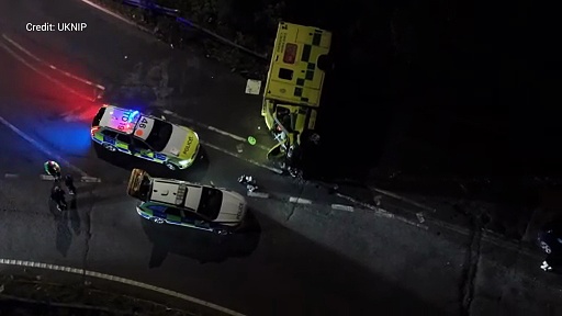 Drone footage of M2 Junction 4 crash at Gillingham