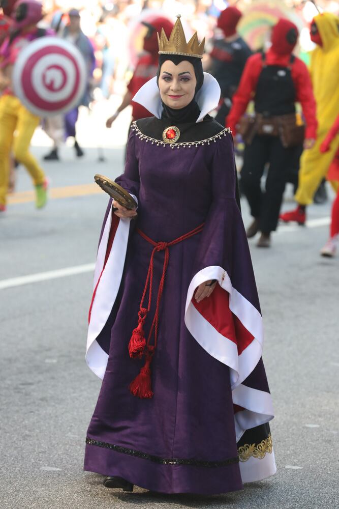 Dragon Con parade filled with colorful costumes in downtown Atlanta