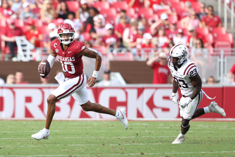 Arkansas football wants better protection for Taylen Green after ...