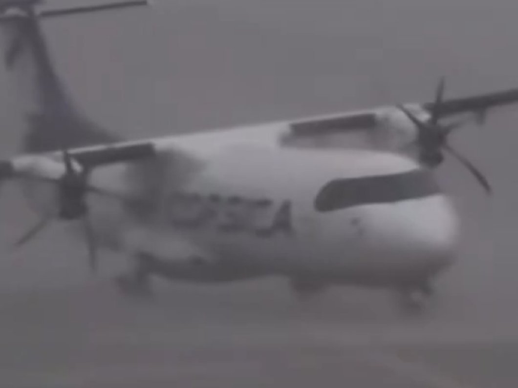 Violent storm sets aircraft in motion