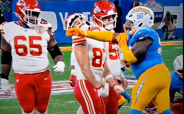 Swifties went nuts after Travis Kelce was slapped by Chargers’ Teair ...