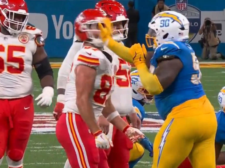 Travis Kelce slapped by Chargers player in shocking moment at Chiefs ...