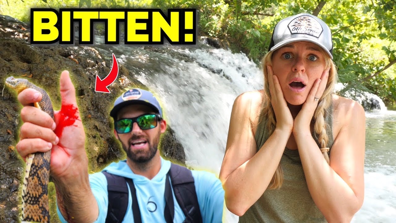 Bitten by giant diamondback at waterfall fishing