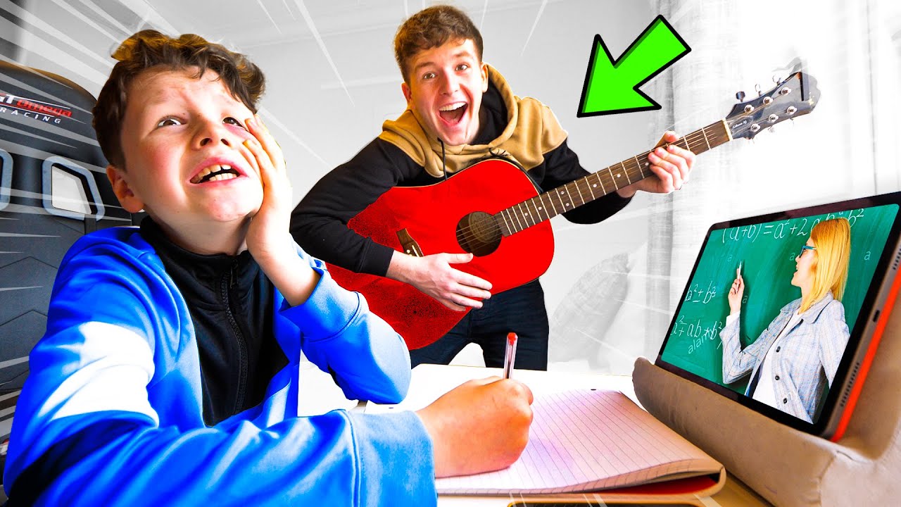 Interrupting little brother’s home schooling for a prank