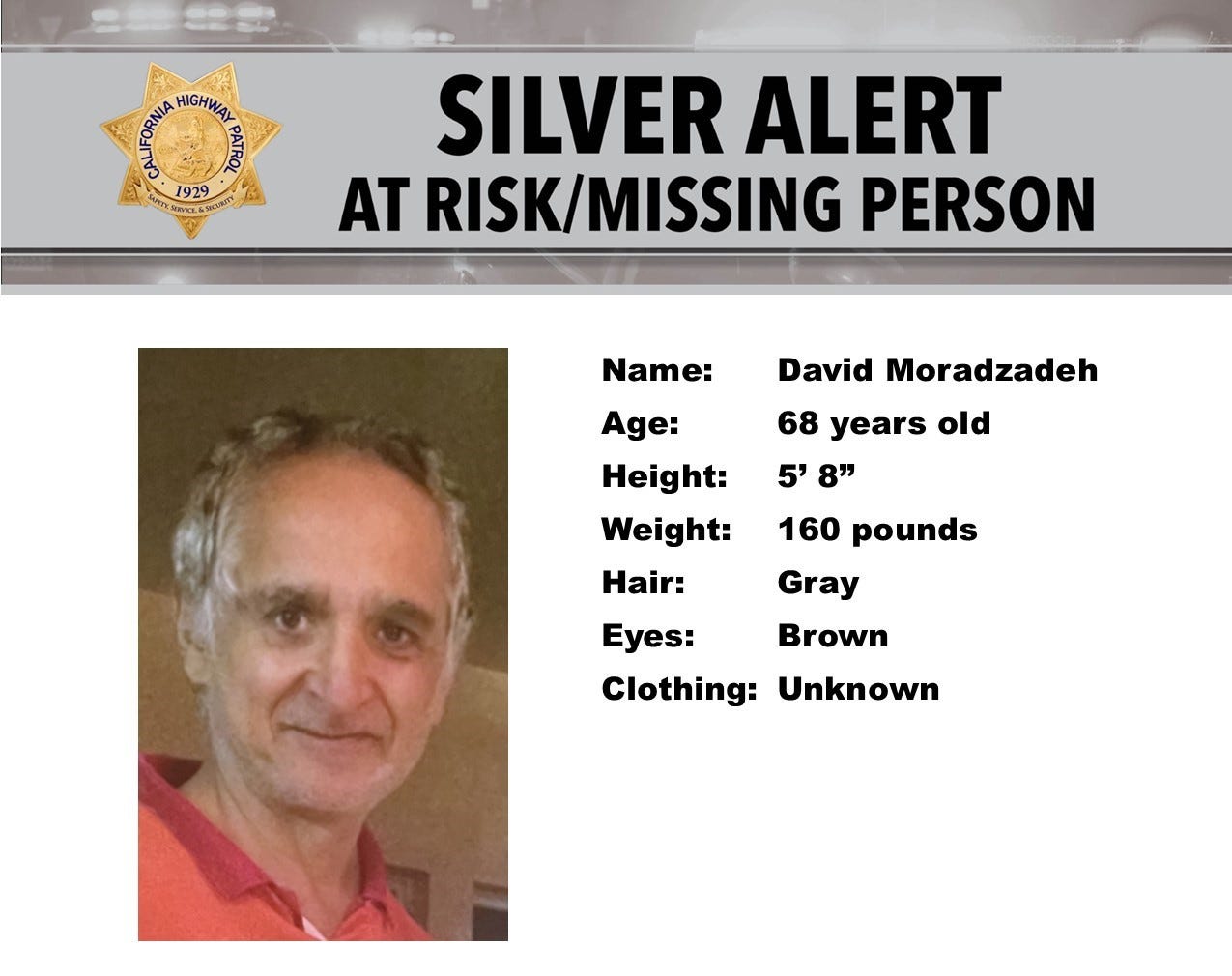 Silver Alert issued for at-risk man missing from Sun Valley