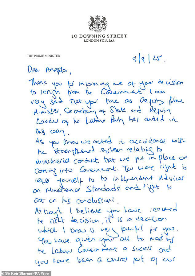 Forensic handwriting experts say Sir Keir's letter to Rayner reveals ...