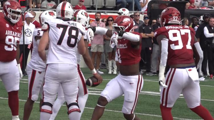 Arkansas handles Arkansas State, 56-14