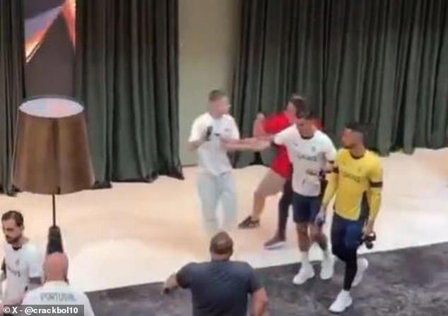 Cristiano Ronaldo pushes fan who broke through security and ambushed ...
