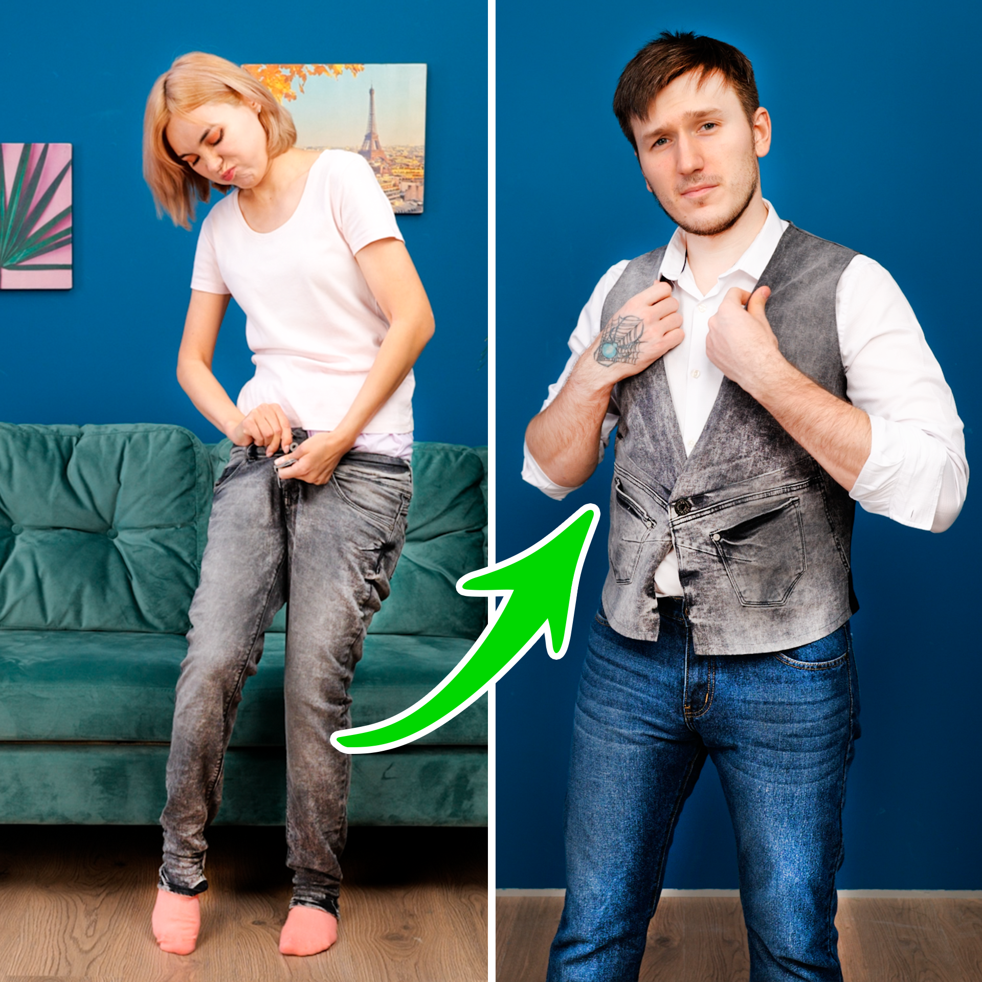 Upgrade women’s clothing to men’s! Cool ideas for reusing clothes