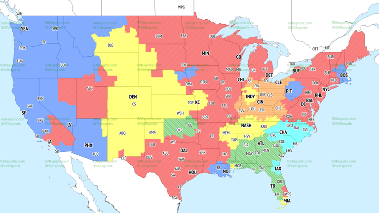 Broadcast maps for Week 1 of 2025 NFL season