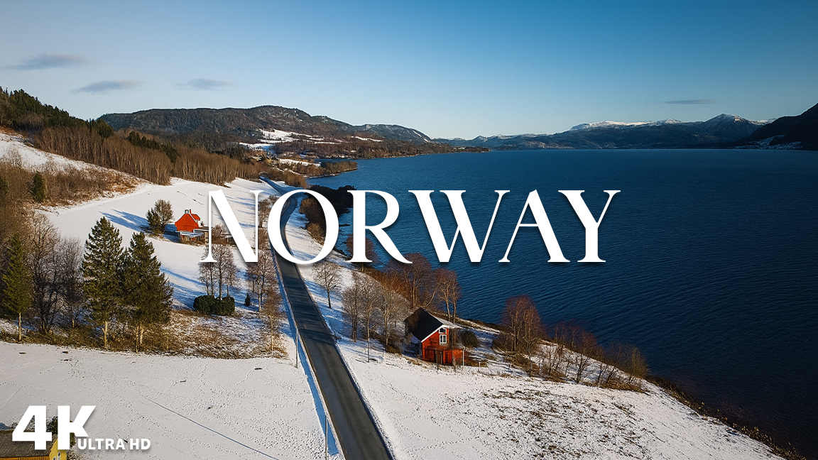 Winter in Norway – Snowy Landscapes with Calming Music (4K)