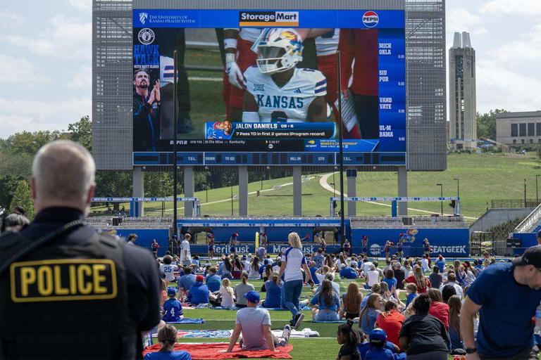 KU fans enjoy everything but the result Saturday during watch party at ...