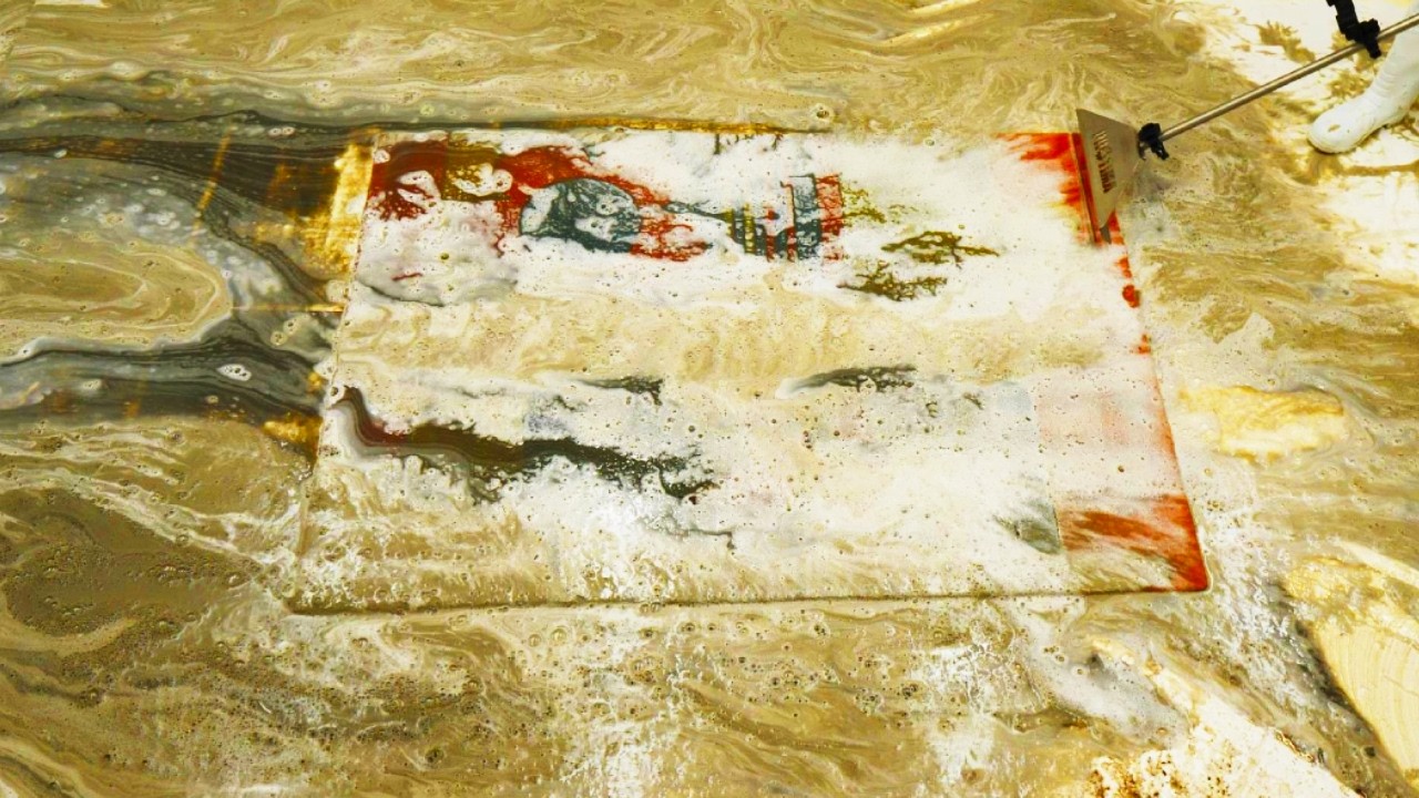 Restoring a discarded rug reveals hidden floral design